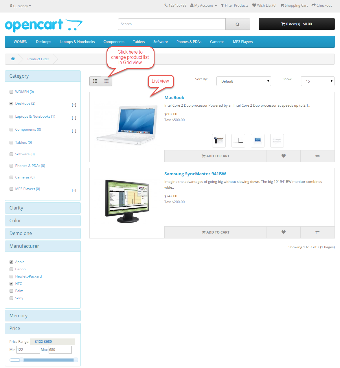 Opencart Product Catalog Filter Webkul