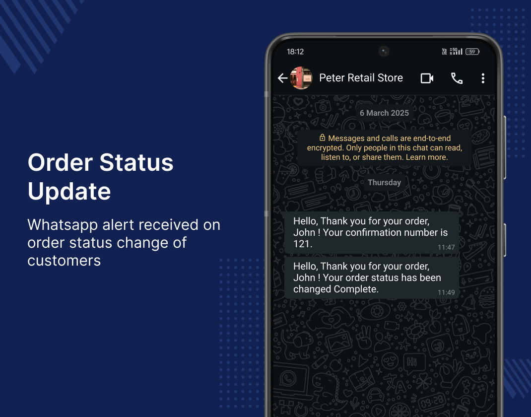 CS-Cart Whatsapp Order Notification | Status and Tracking Update - WebKul
