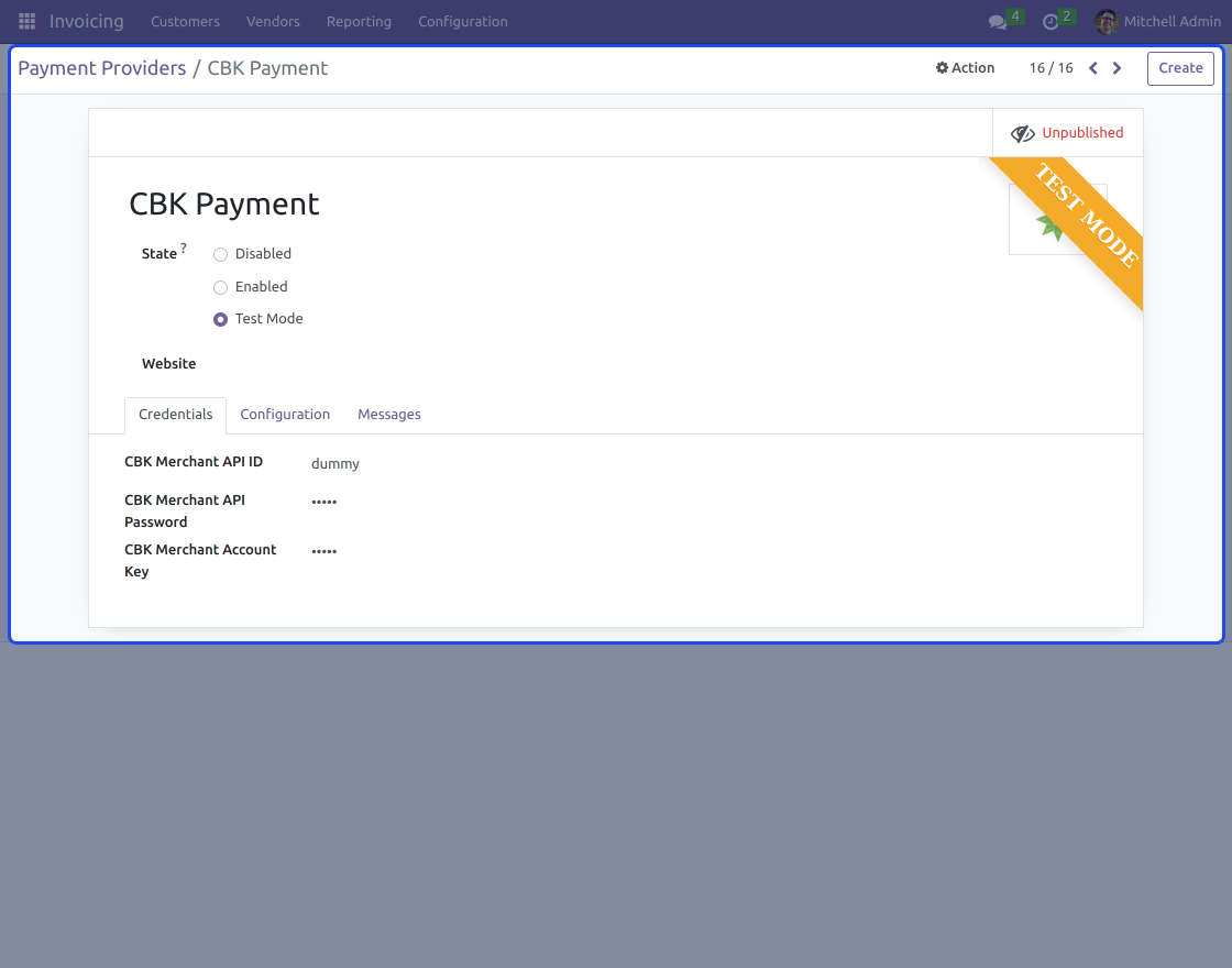 Odoo Website CBK Payment Gateway - WebKul