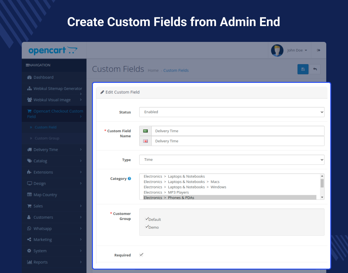 OpenCart Checkout Custom Fields | Add Dynamic Options To Checkout - WebKul