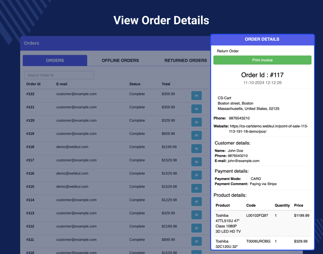 CS-Cart Stripe POS Terminal | POS Card Swipe - WebKul