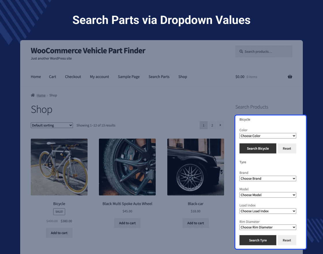 WooCommerce Vehicle Part Finder | Year Make Model Engine Search Plugin ...