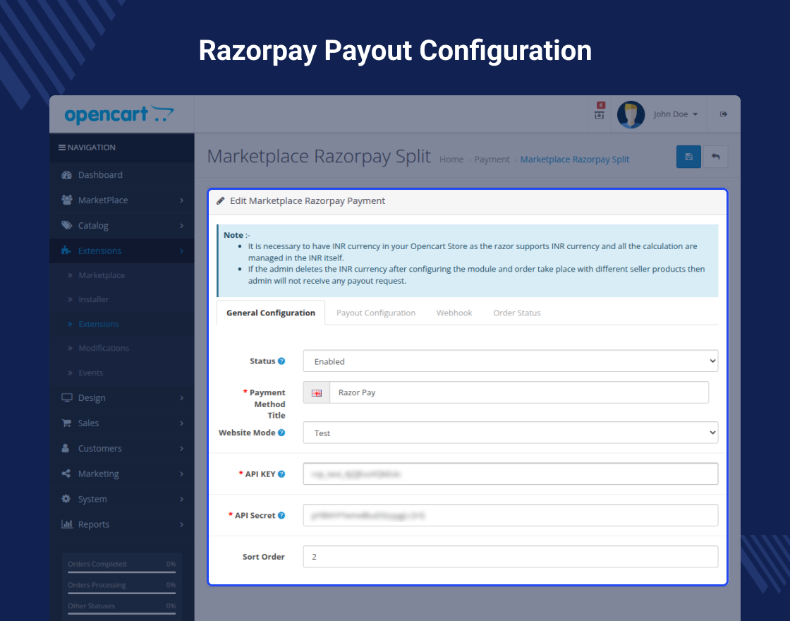 OpenCart Razorpay Payment | Secure Split & Instant Payouts - WebKul