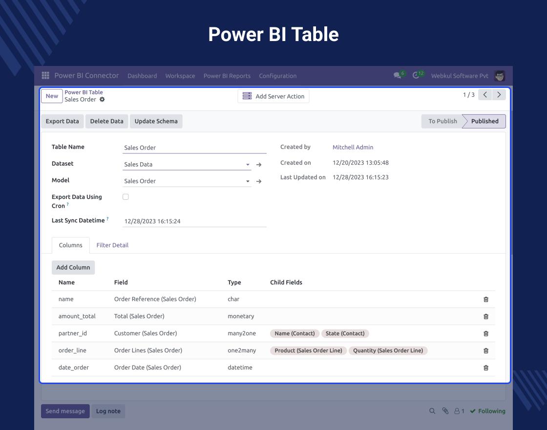 Odoo Power Bi Connector - WebKul