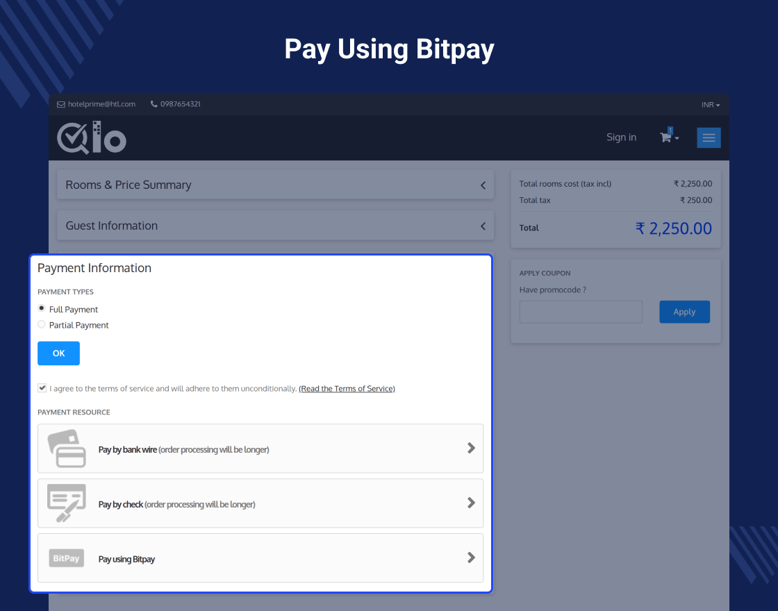 QloApps Bitpay Payment Gateway - WebKul