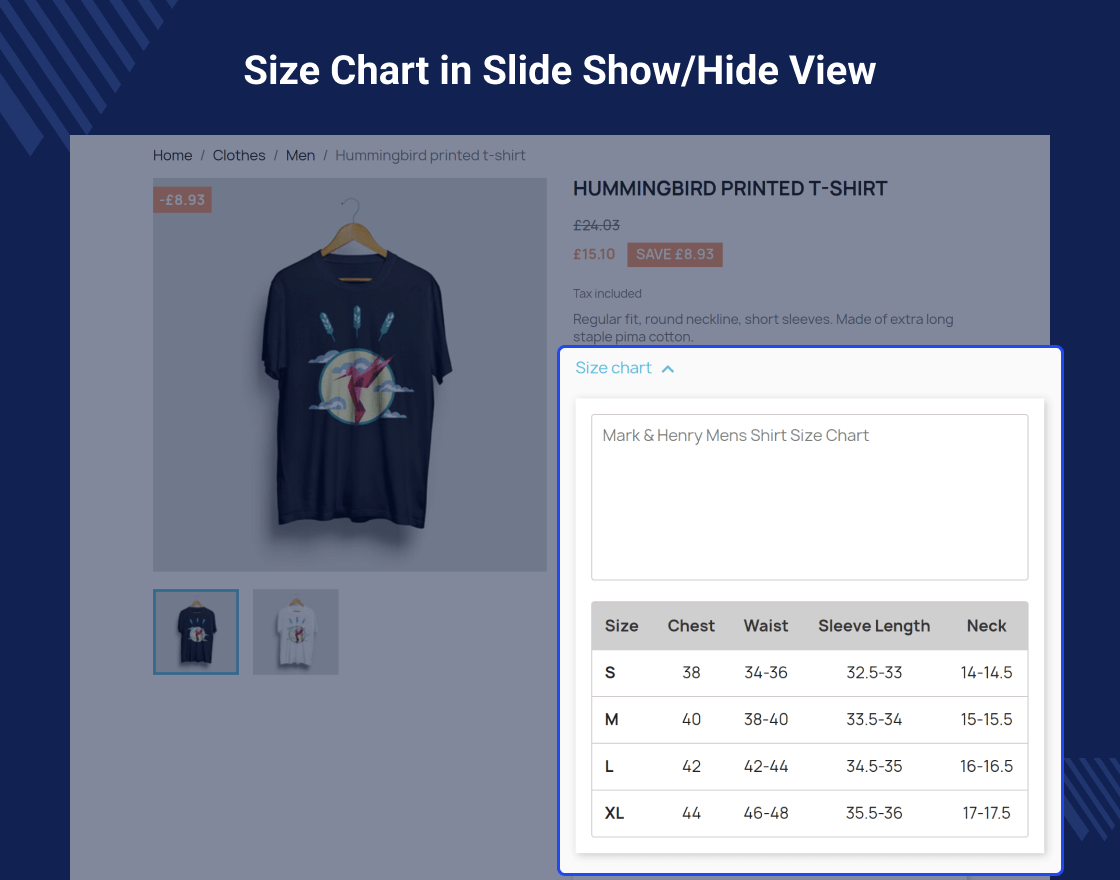 Prestashop Marketplace Product Size Chart | Add Size Guides To Products ...