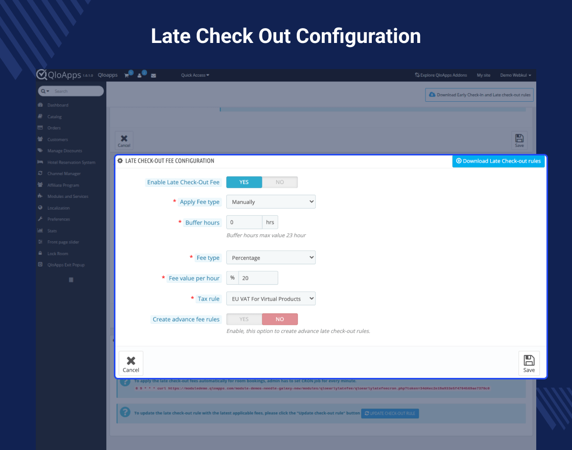 QloApps Early Check-In and Late Check-Out Manager - WebKul