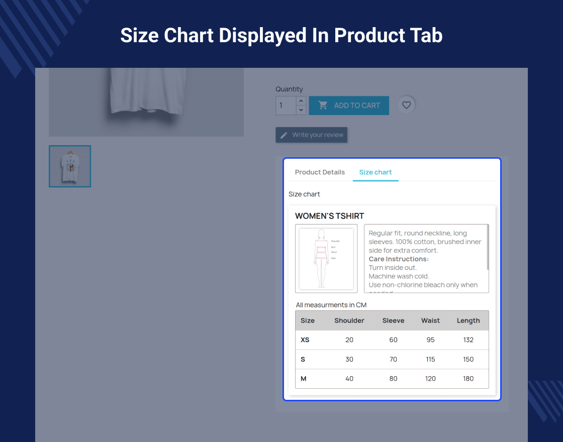 Prestashop Product Size Chart | Size Measurement Table For Products ...