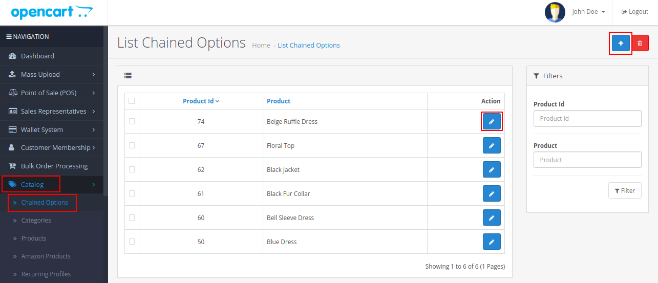 OpenCart Product Chained Options | Dependent / Conditional Combinations - WebKul