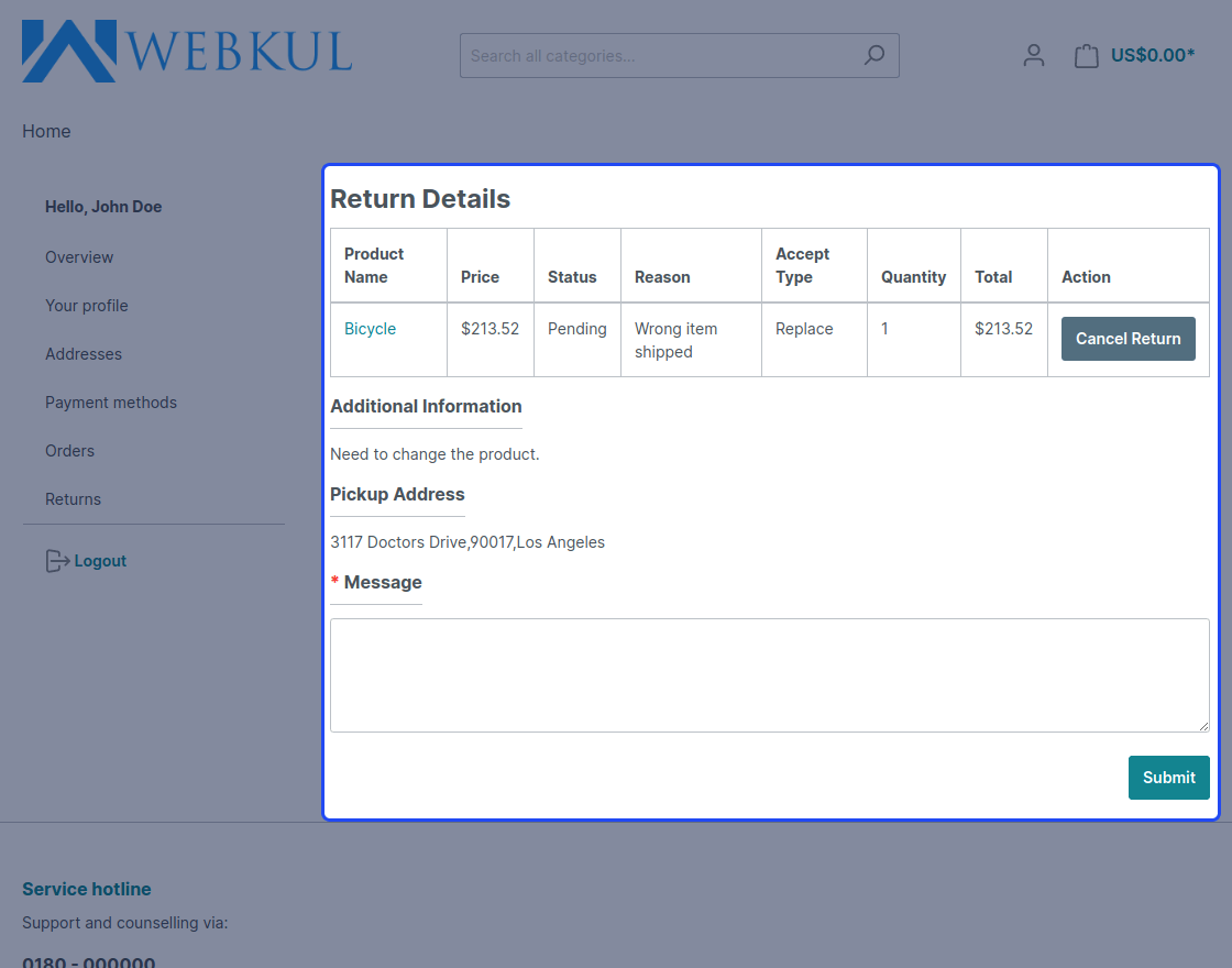 Shopware 6 RMA | Return Merchandise Authorization Module - WebKul