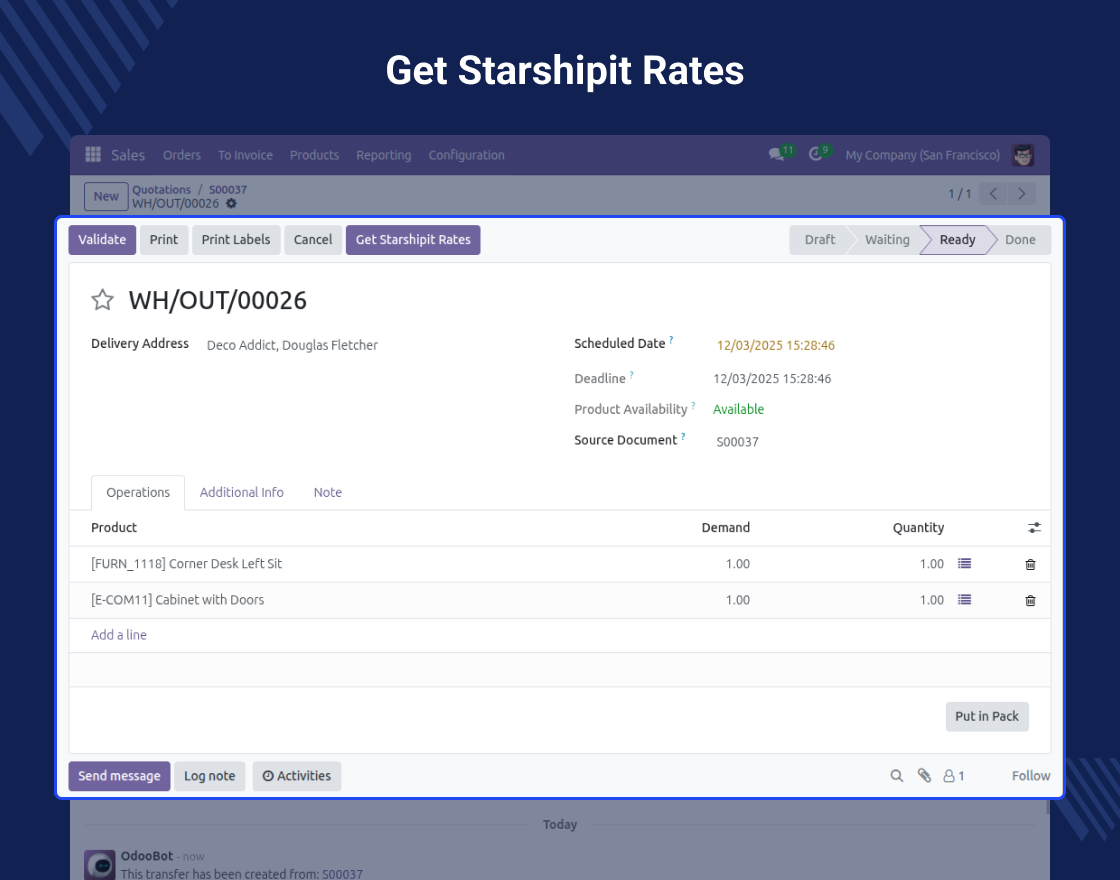 Odoo Starshipit Shipping Integration - WebKul
