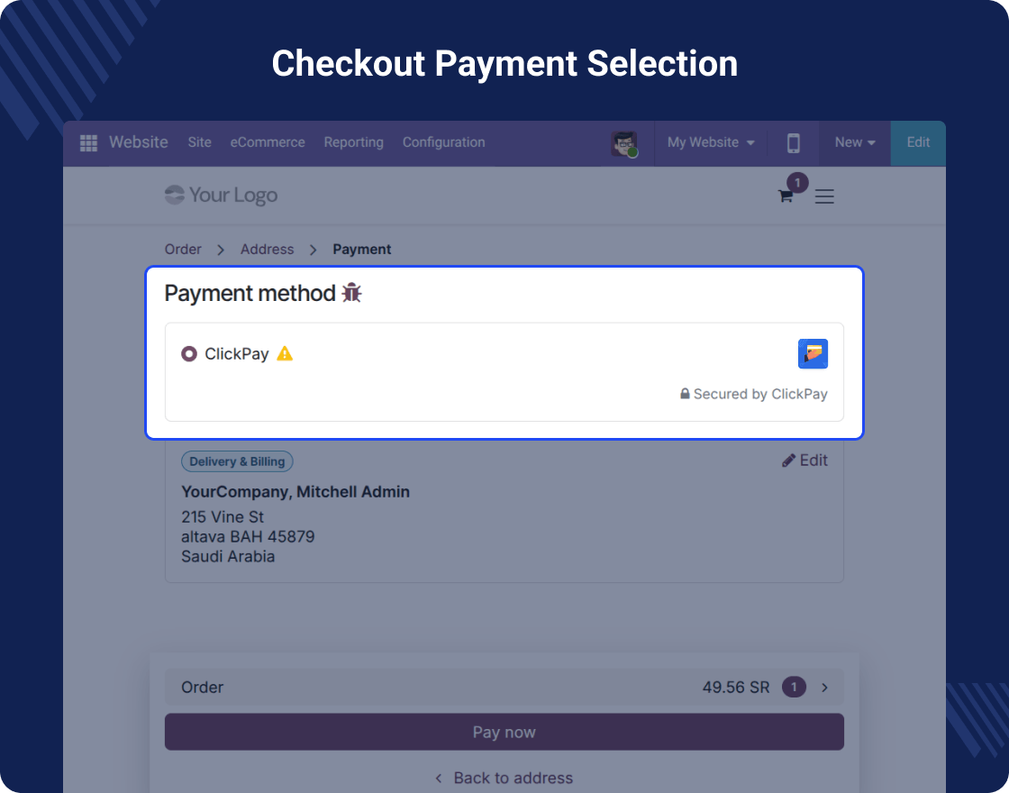 Odoo Website ClickPay Payment Acquirer - WebKul
