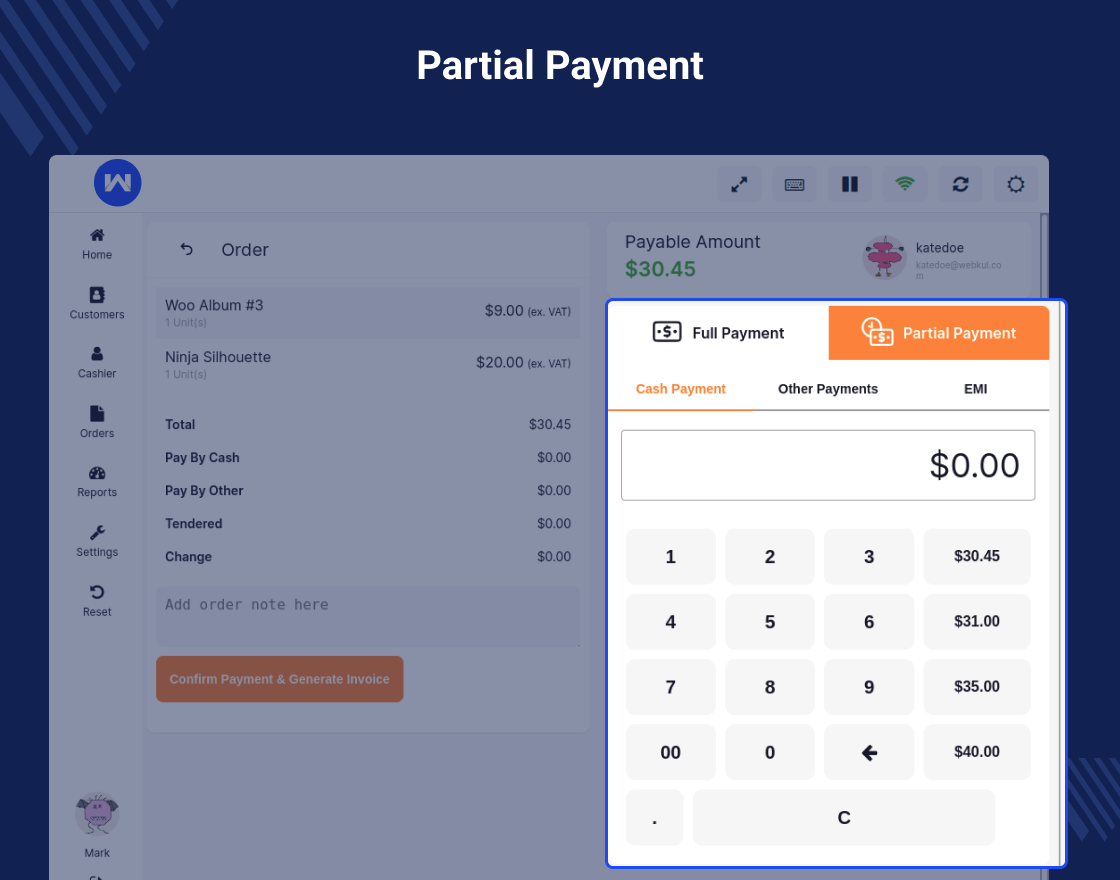 WooCommerce POS Partial Payment Plugin | Flexible EMI - WebKul
